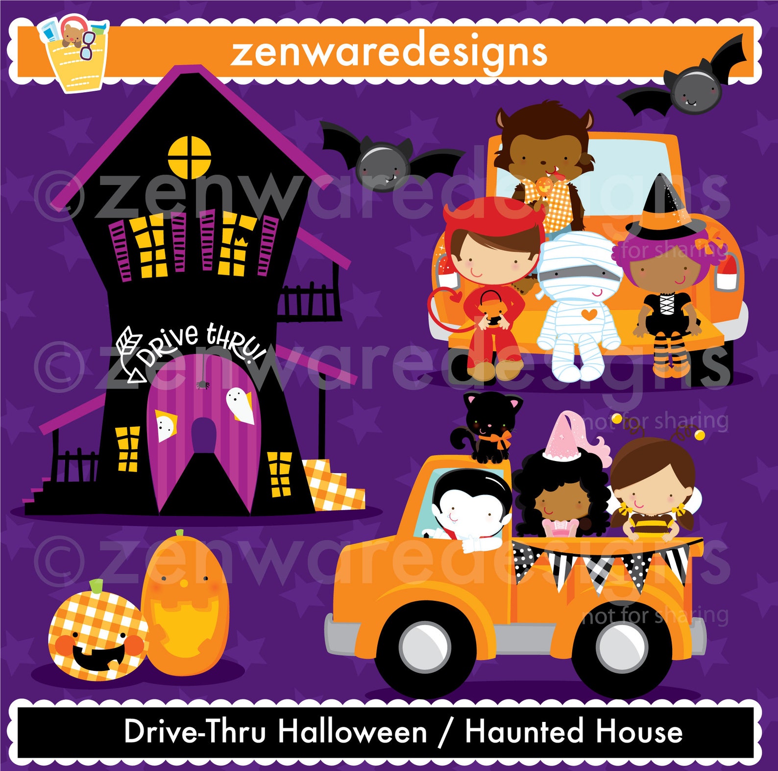 Halloween Drive Thru Haunted House Clipart - Etsy