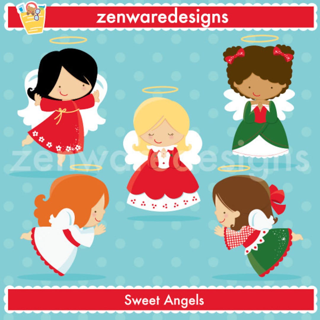 Christmas Angels Clipart - Etsy