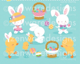 Busy Easter Bunny Clipart | Etsy