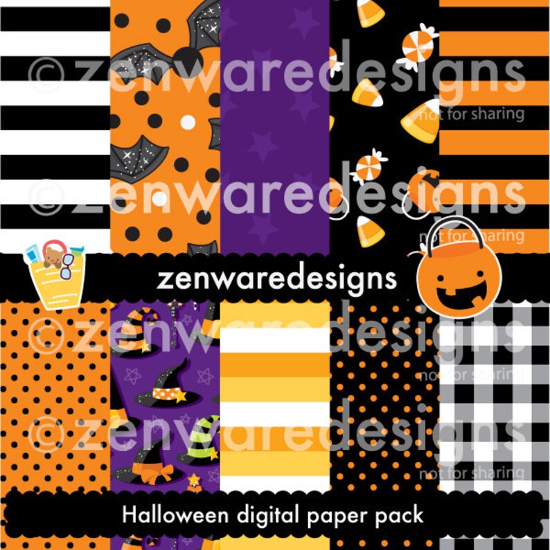Halloween Digital Papers | Etsy