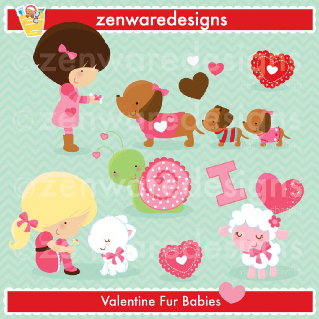 Valentine Animals Clipart - Etsy