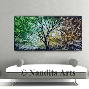 Abstract Blue Painting Blue Abstract Wall, Tree Paintings on Canvas ...