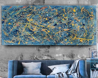 Jackson Pollock Style Abstract Painting Large Canvas Art - Etsy
