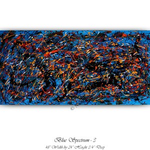 Oil Painting, Blue Jackson Pollock Style Painting 48" Original Painting ...