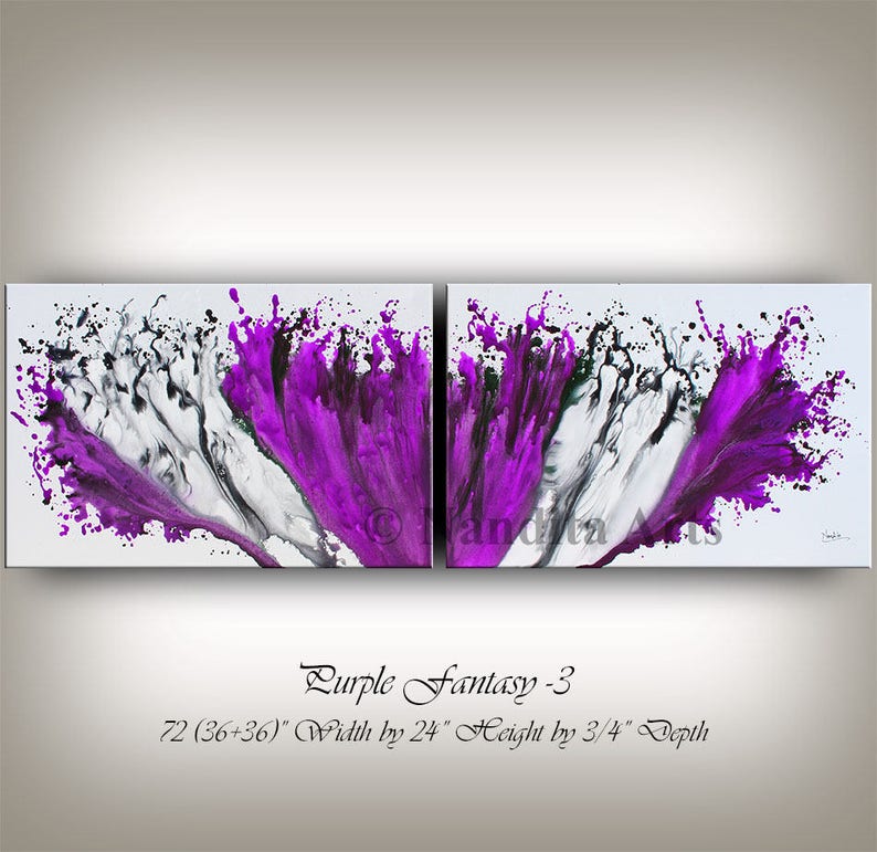 Purple Painting Large Wall Art Original Oil Painting | Etsy