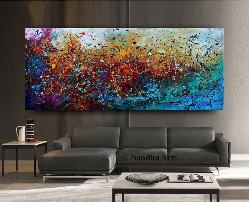 Jackson Pollock Style Abstract Painting: Large Colorful Wall Art - Etsy