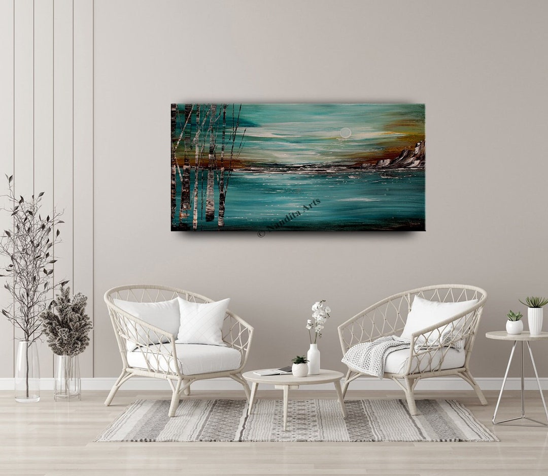 Abstract Landscape Painting Original Large, Green Sunsets Landscape ...