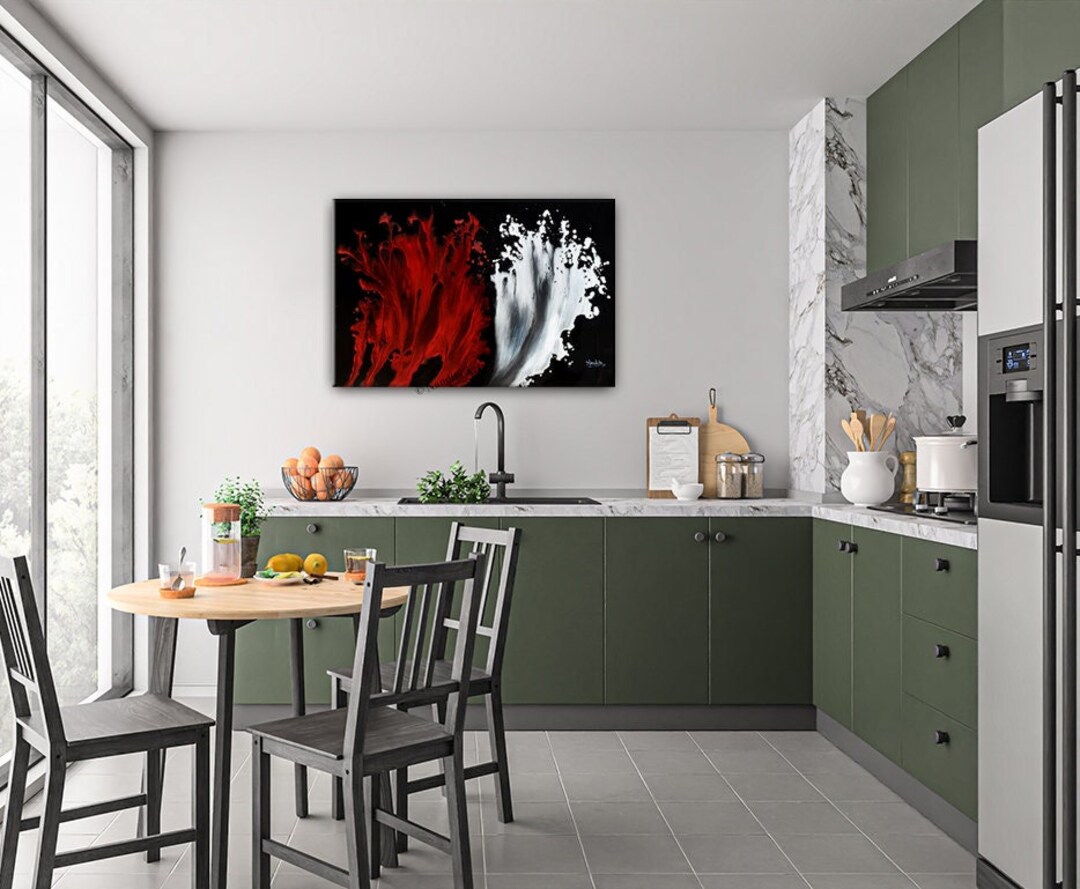 Red Abstract Modern Wall Art on Canvas, 36" Original Art Bedroom Home ...