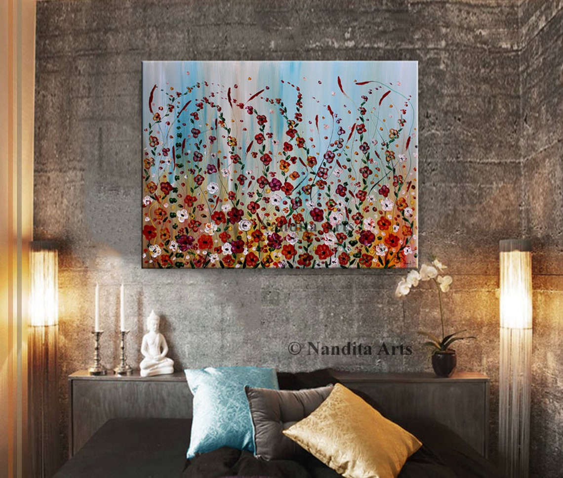 Large Flower Painting Canvas Wall Art Textured Painting on - Etsy