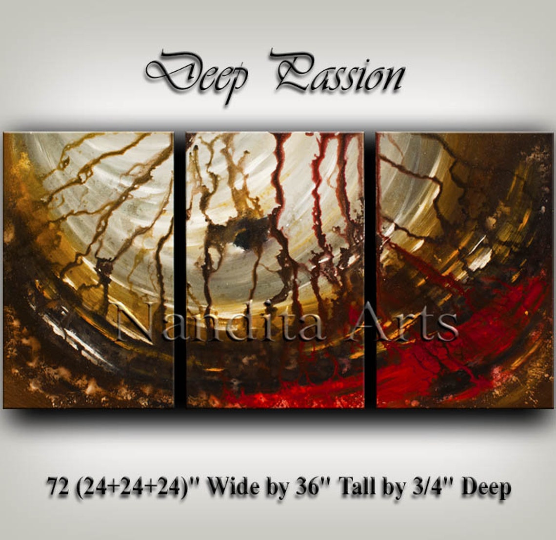 Painting Red Brown Modern Art on Canvas Extra Large Wall - Etsy