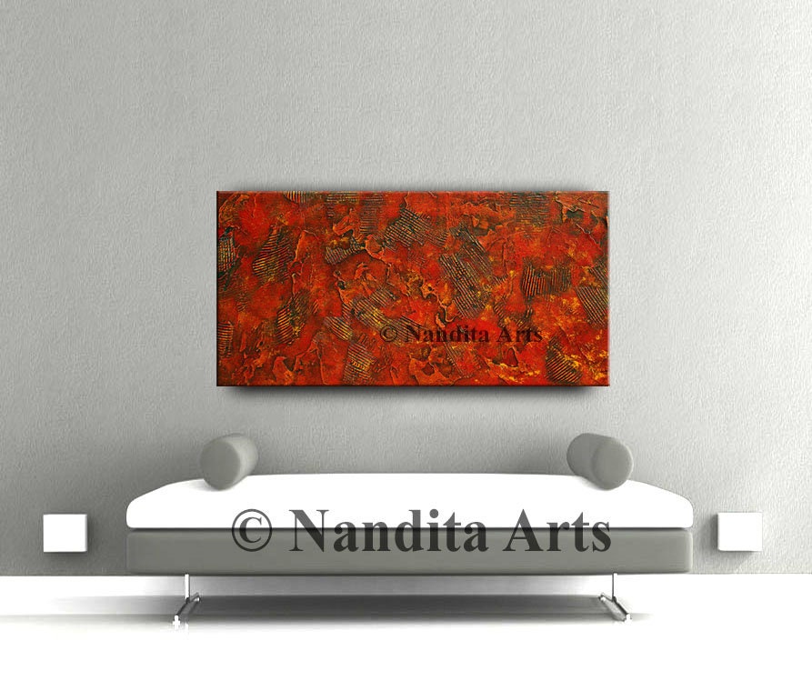 Red Texture Painting Abstract Large Painting Wall Art Large | Etsy