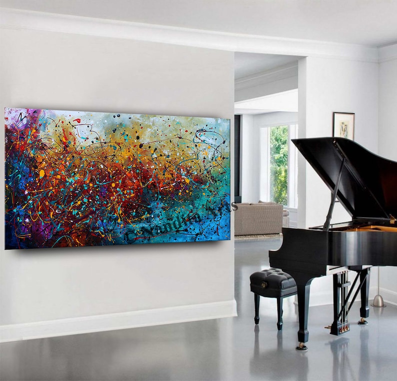 Jackson Pollock Style Abstract Painting: Large Colorful Wall Art - Etsy