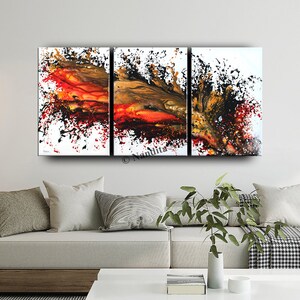 Earth Tone Abstract Wall Art Modern Painting Original 72 Large Triptych Acrylic Luxury Style ...