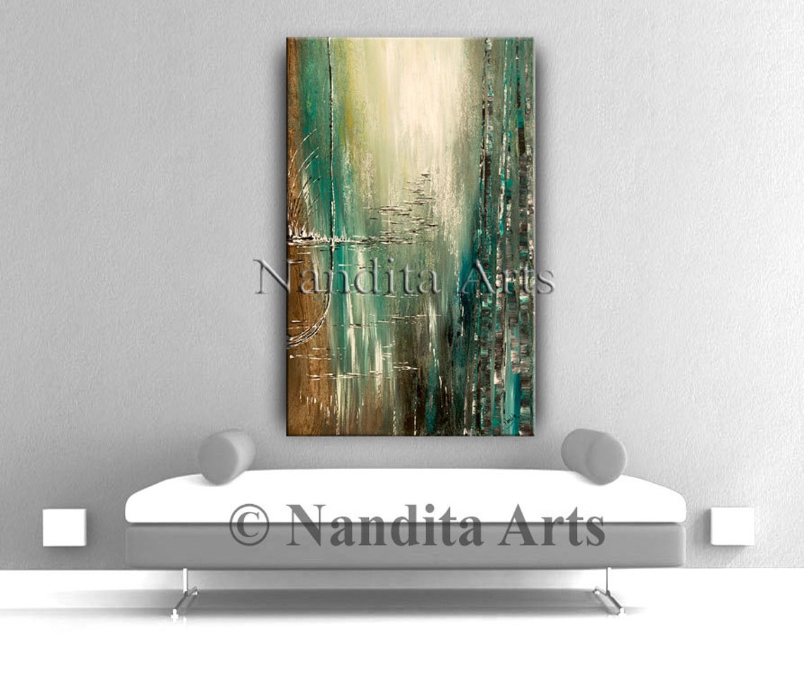Turquoise Canvas Wall Art Turquoise Painting Landscape - Etsy