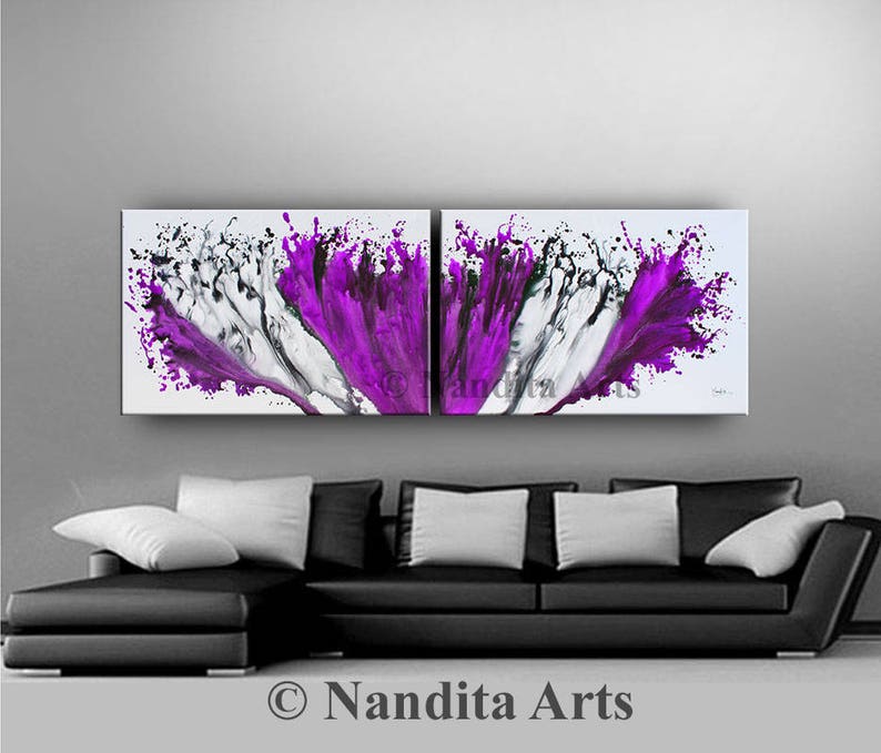 Purple Painting Large Wall Art Original Oil Painting | Etsy