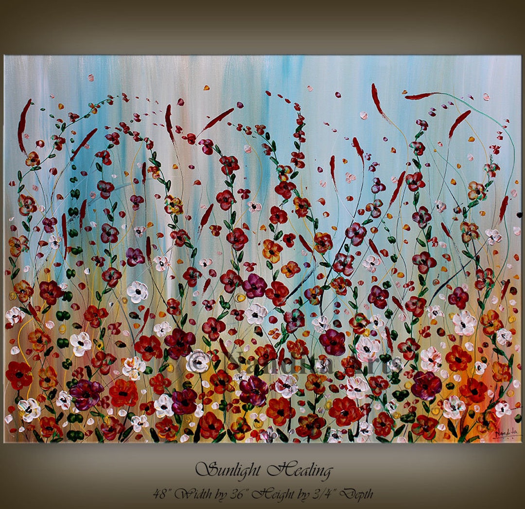 Large Flower Painting Canvas Wall Art - Textured Painting on Canvas ...