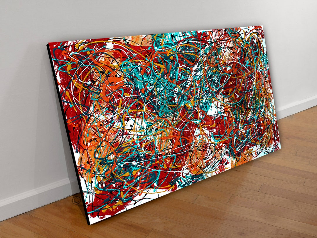 Jackson Pollock Style Abstract Painting: Large Multicolor Canvas Art - Etsy