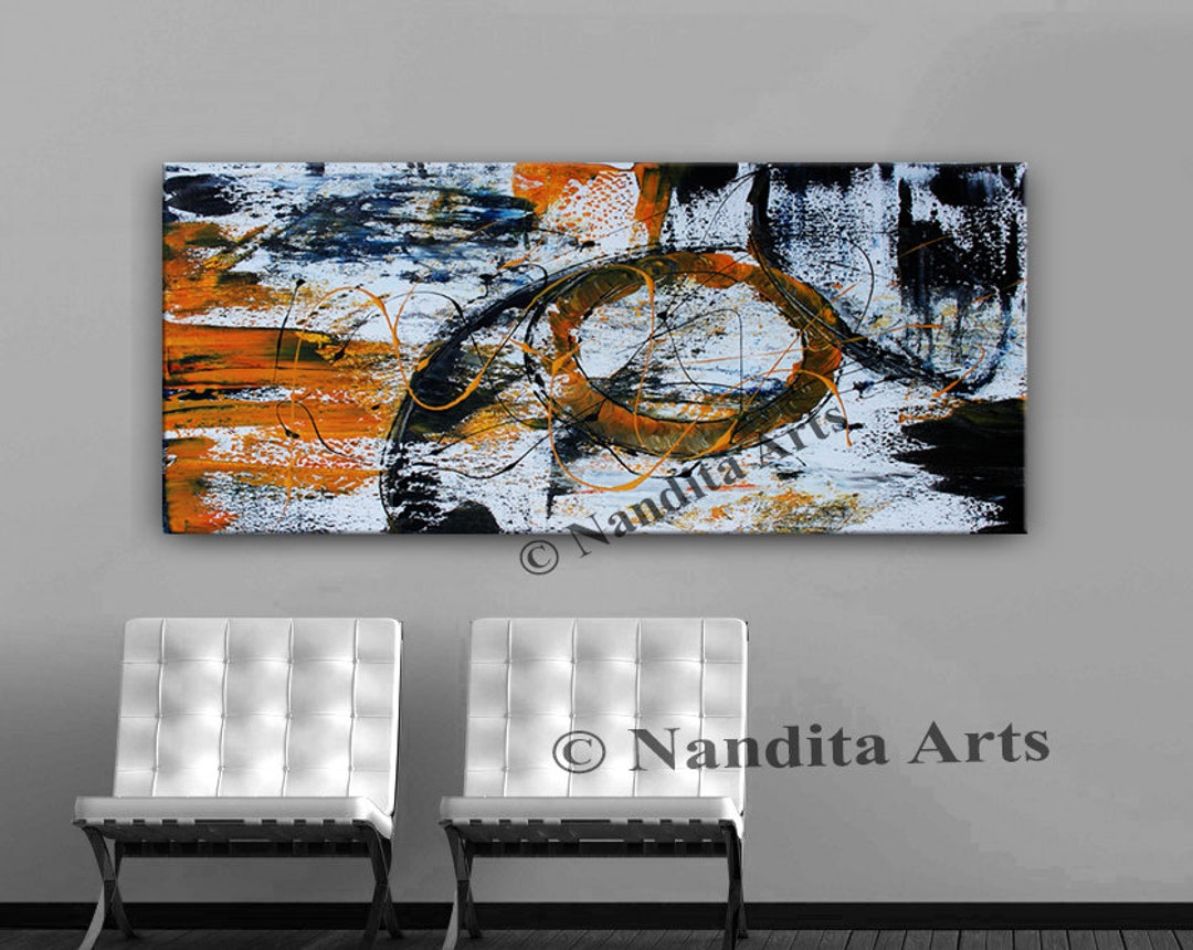 Large Abstract Painting Yellow Minimal Wall Art Living Room - Etsy