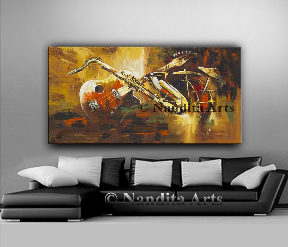 Jazz Band Wall Art Abstract Music Painting on Canvas Music | Etsy