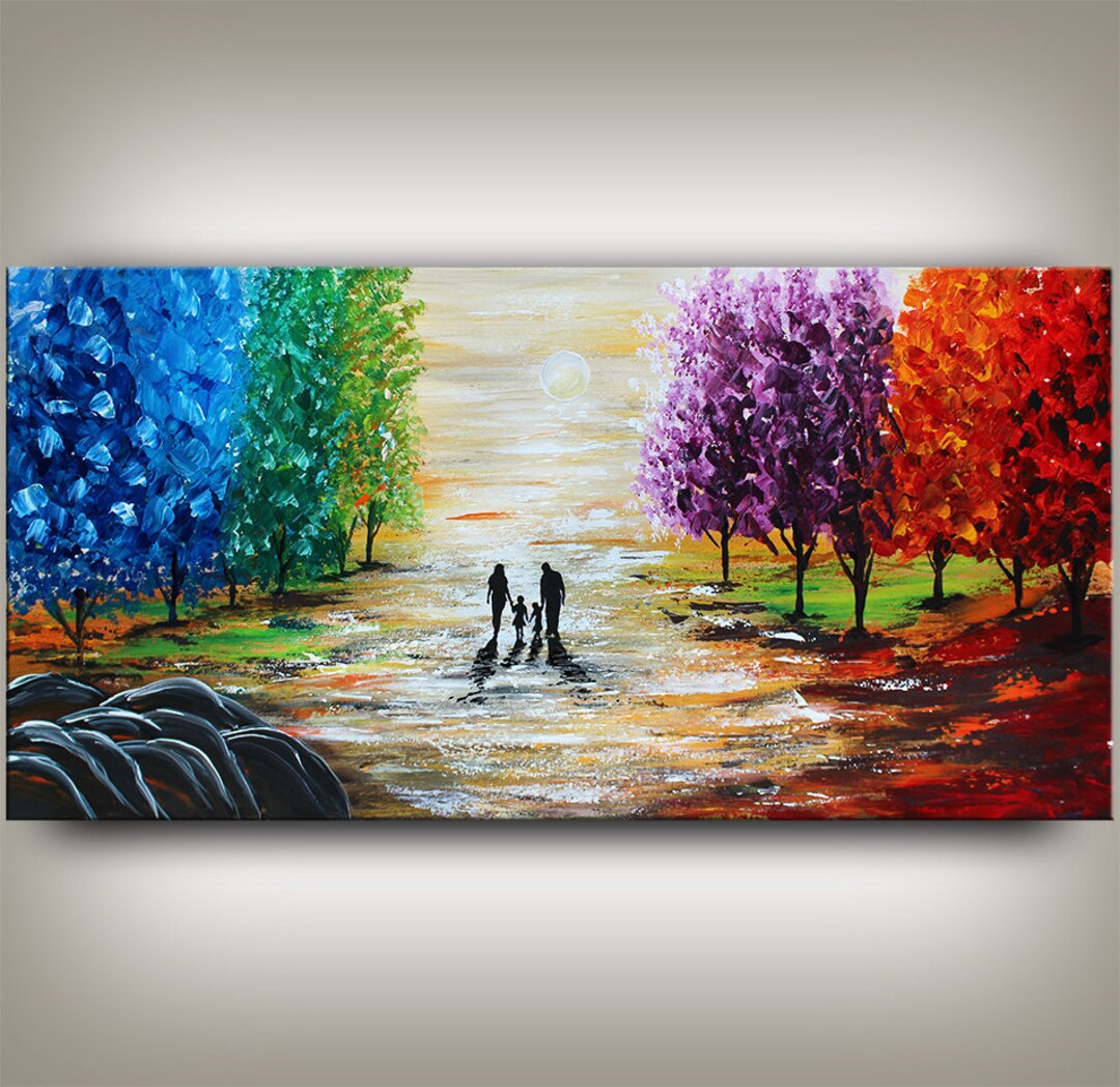 Colorful Abstract Textured Painting on Canvas, Landscape Painting 48 ...