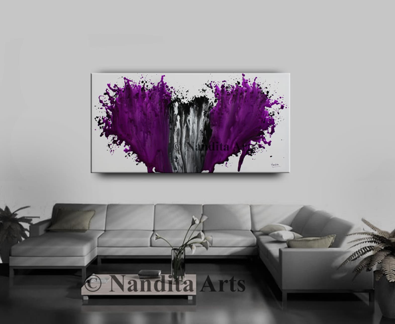 Beautiful Fuchsia Painting Purple Art Modern Artwork on - Etsy