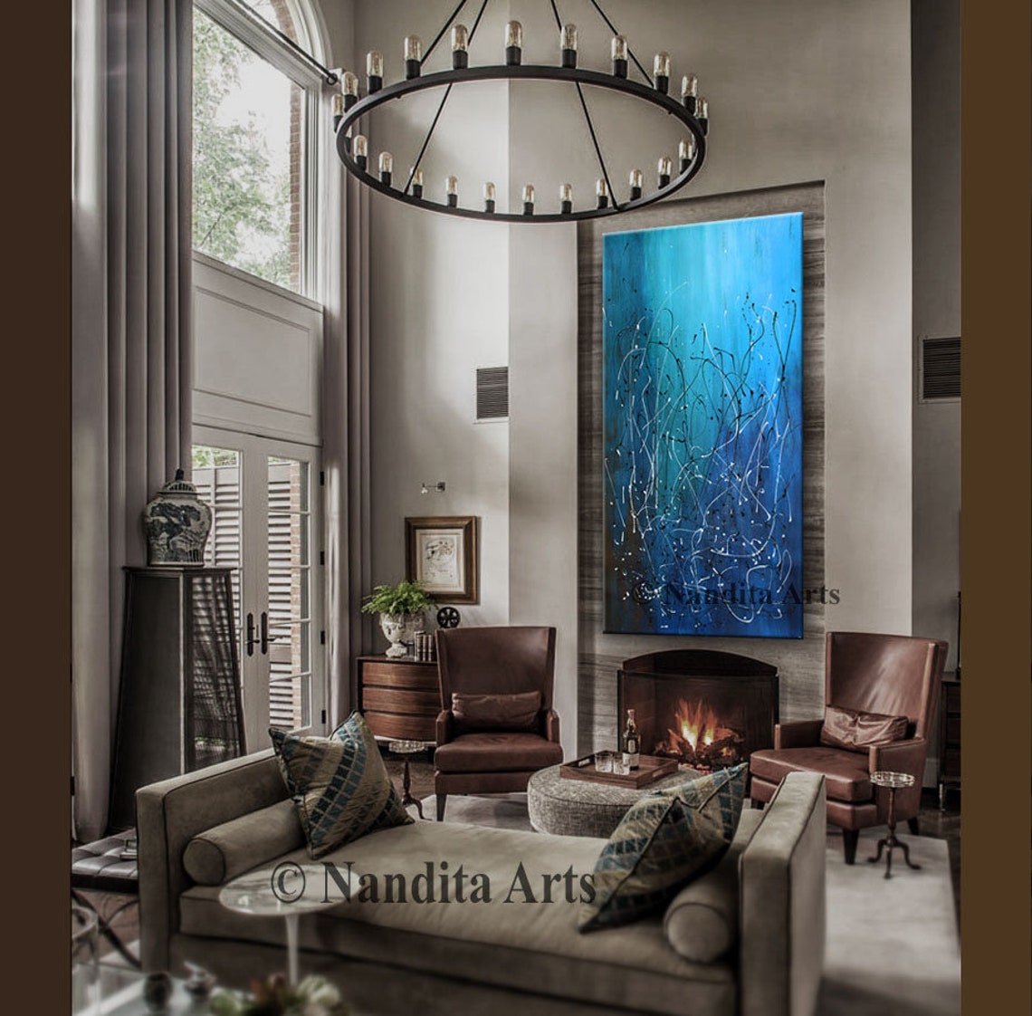 Jackson Pollock Art Blue Large Painting on Canvas Abstract - Etsy