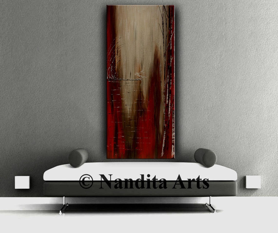 Painting Red Abstract Wall Art on Canvas Large Luxury Style - Etsy