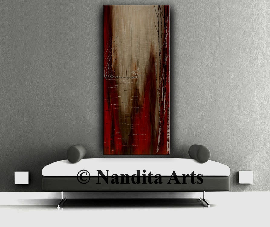 Painting Red Abstract Wall Art on Canvas Large Luxury Style | Etsy