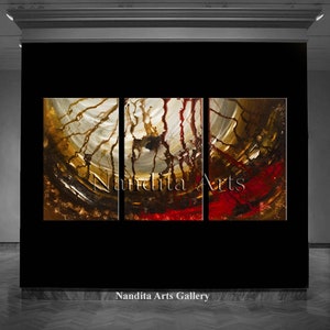 Painting, Red Brown Modern Art on Canvas, Extra Large Wall Art ...