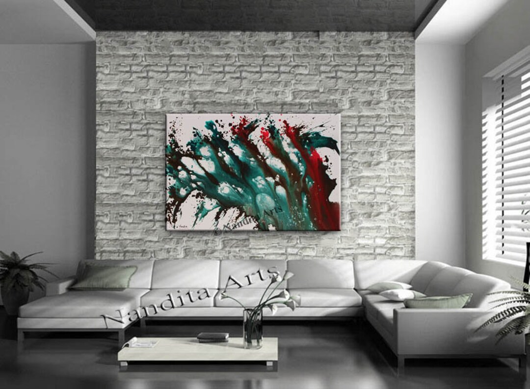 Coastal Painting Ocean Waves Wall Art, Blue Large Beach Coastal Modern ...