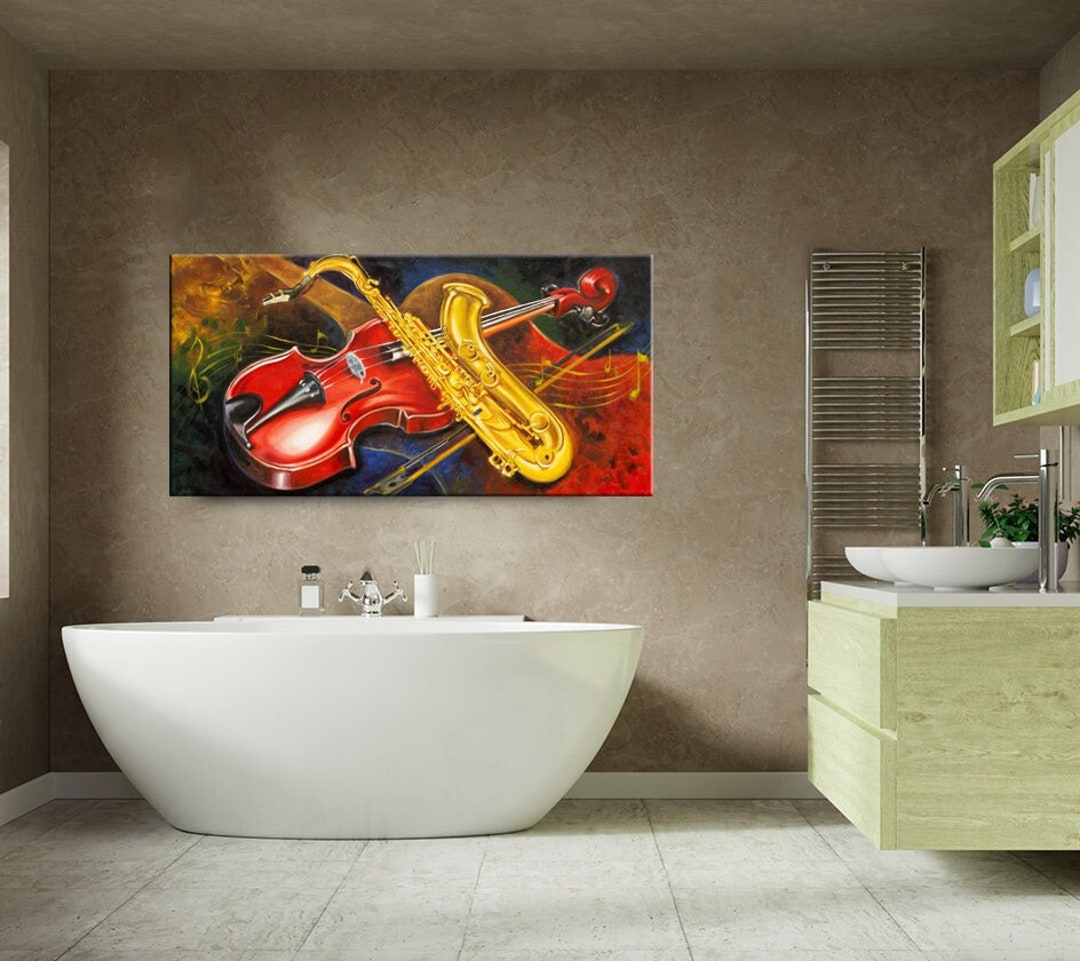 Abstract Music Wall Art on Canvas Instruments Artwork Violin - Etsy