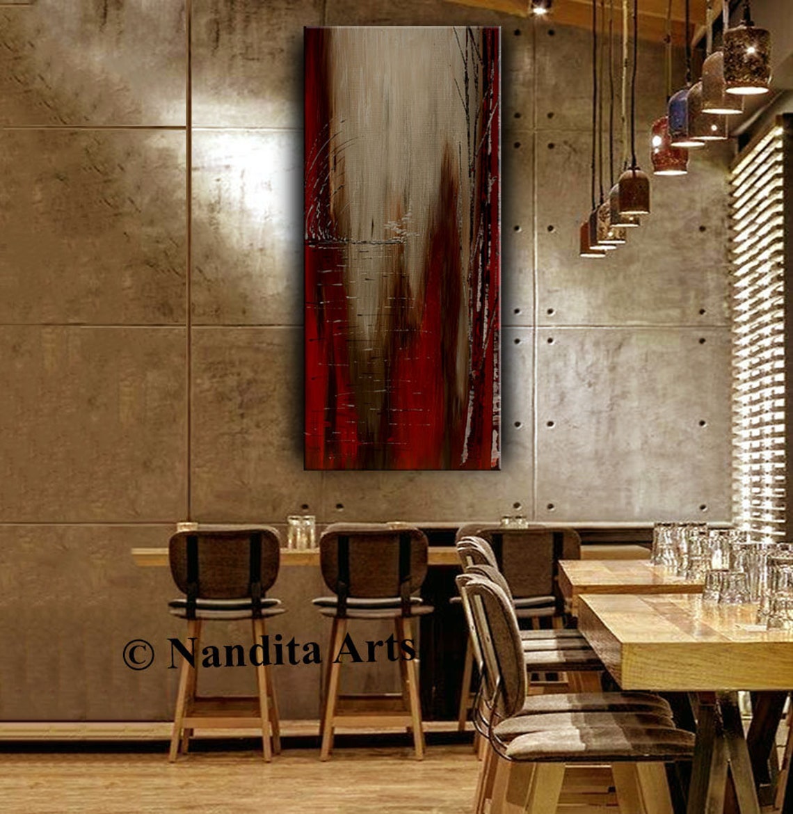 Painting Red Abstract Wall Art on Canvas Large Luxury Style - Etsy