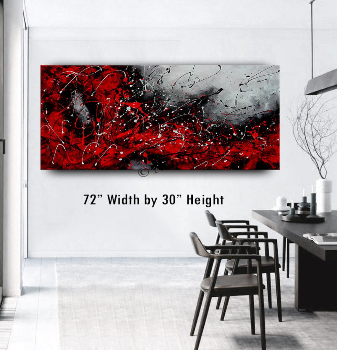 Abstract Artwork Red Jackson Pollock Art Acrylic painting | Etsy