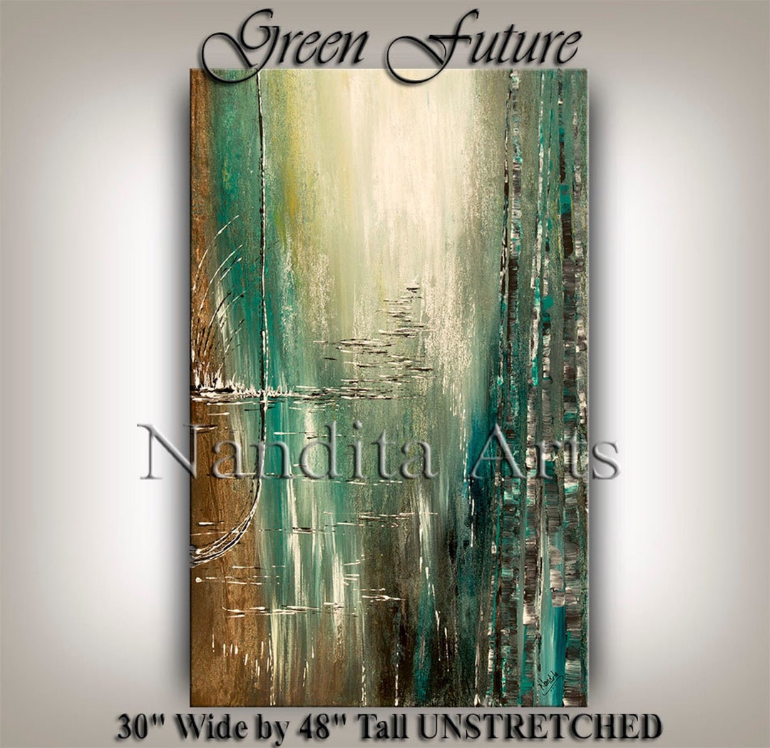 Turquoise Canvas Wall Art - Turquoise Painting - Landscape Canvas Wall ...