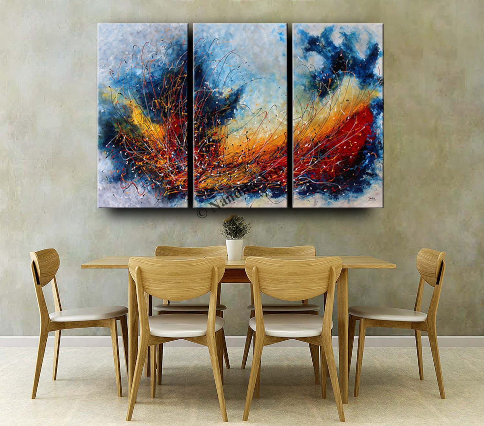 3 Panel Wall Art Modern Wall Art Acrylic Painting on Canvas - Etsy