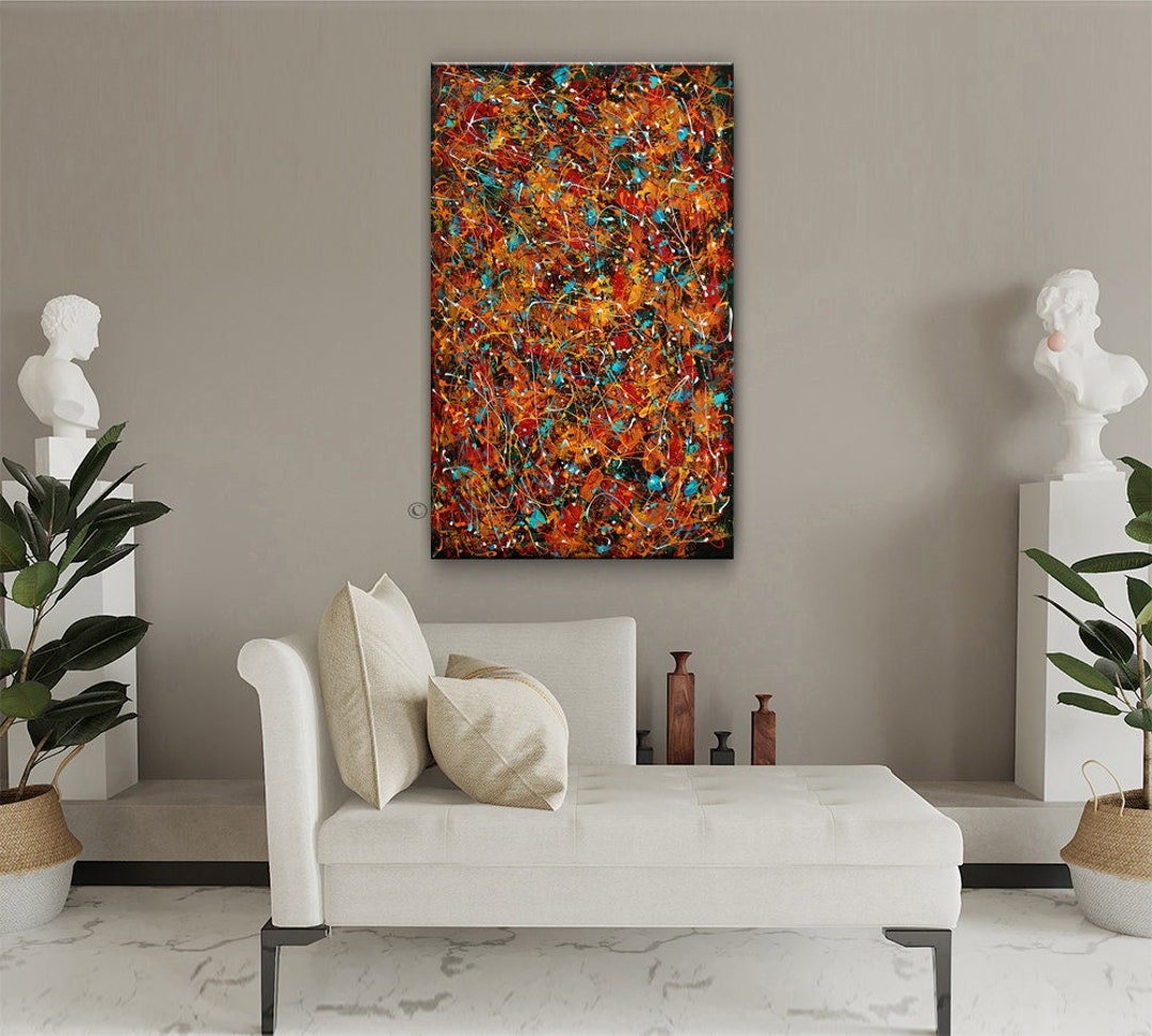 Large Jackson Pollock Style Painting: Multicolor Abstract Splatter Art ...