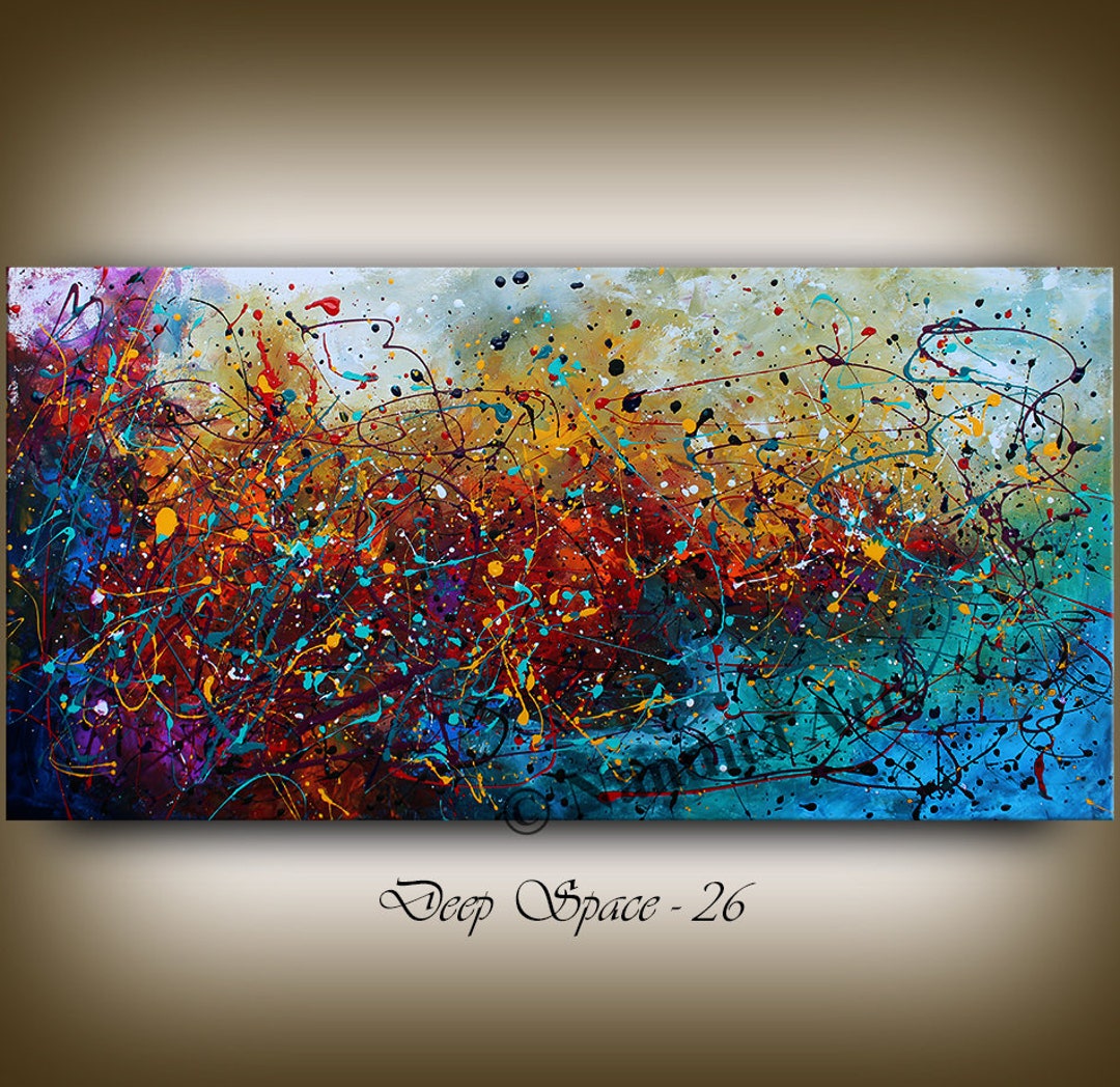 Jackson Pollock Style Abstract Painting: Large Colorful Wall Art - Etsy