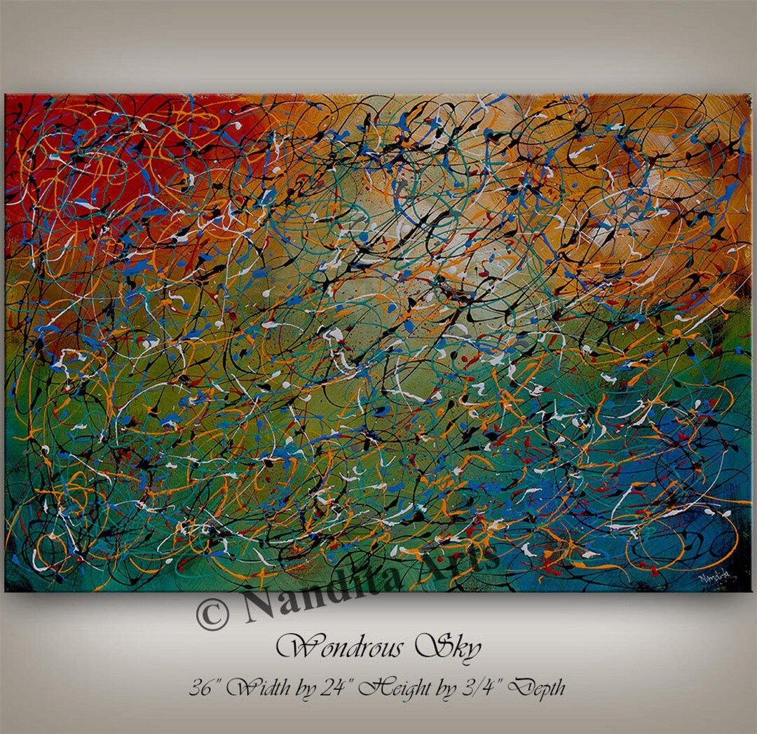 Jackson Pollock Style Abstract Painting on Canvas, Abstract Modern ...