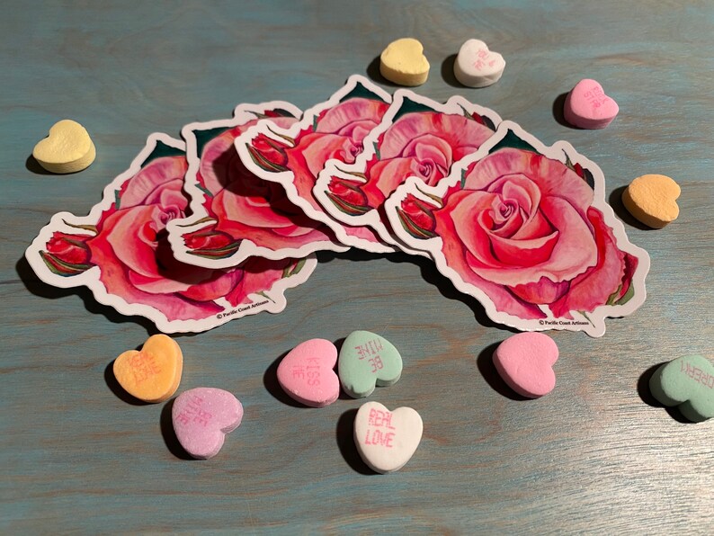 Pink Rose Vinyl Sticker - Etsy