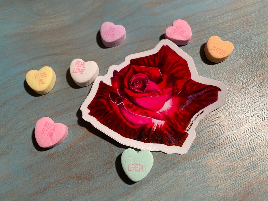 Red Rose Vinyl Sticker - Etsy