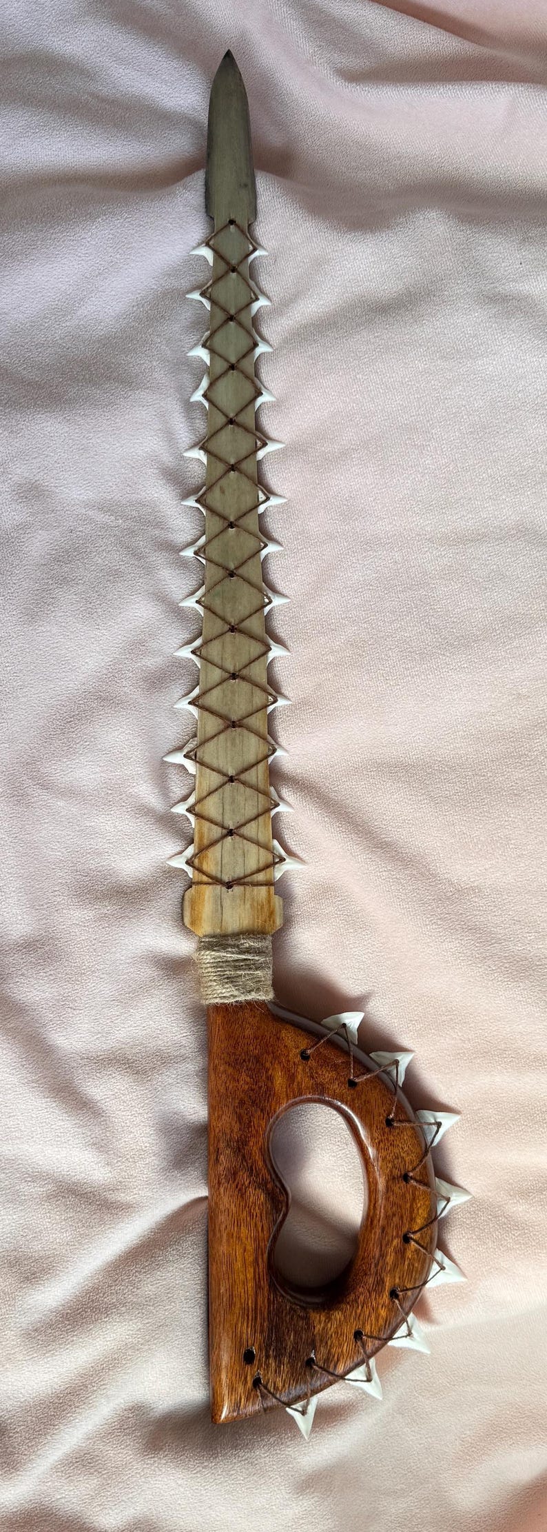 Koa Leiomano With Authentic Tiger Shark Teeth & Swordfish Bill ...
