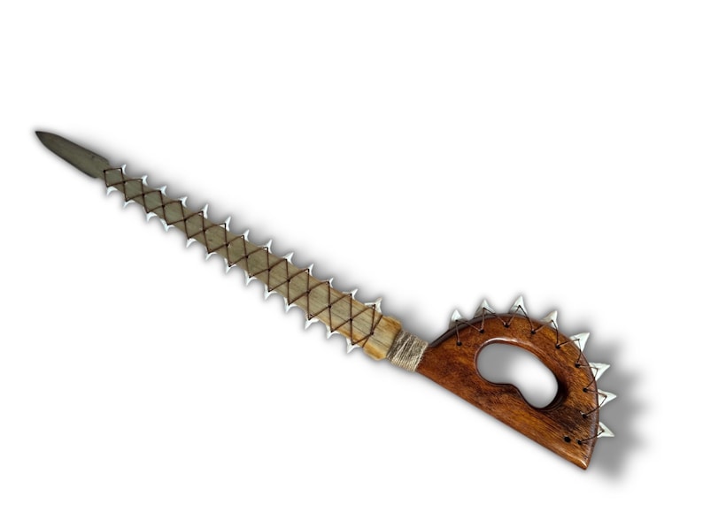 Koa Leiomano With Authentic Tiger Shark Teeth & Swordfish Bill ...