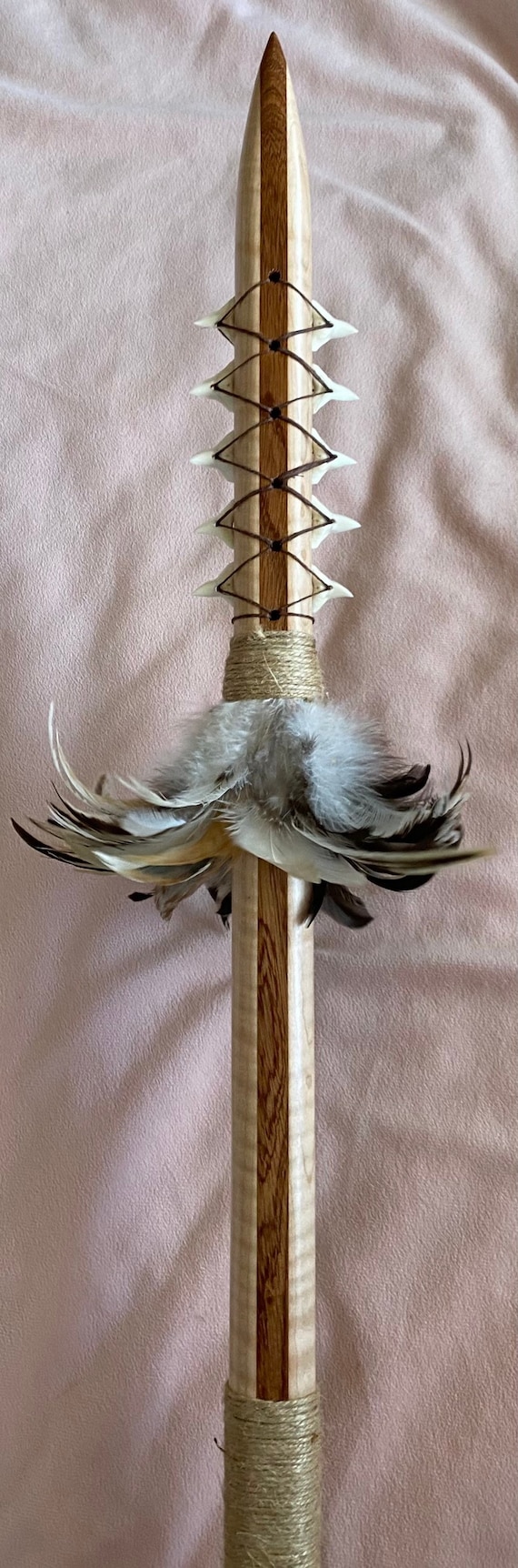 3ft Curly Maple and African Mahogany Wood Spear With Shark - Etsy