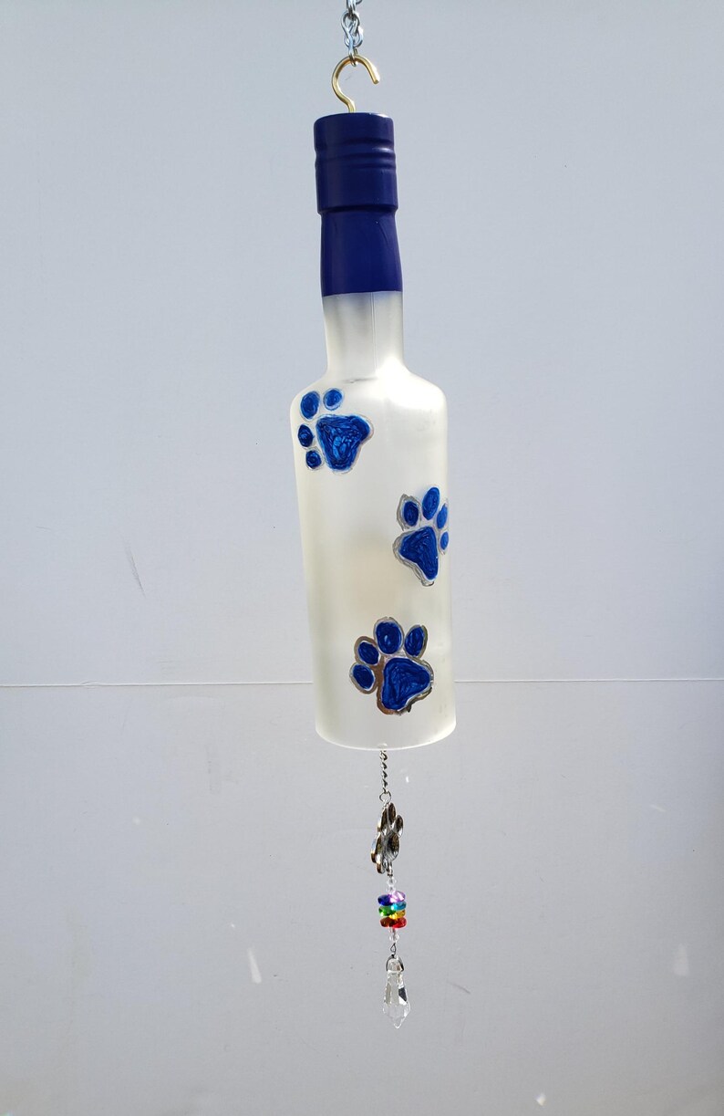 Dog Paw Print Crystal Wine Bottle Wind Chime - Etsy
