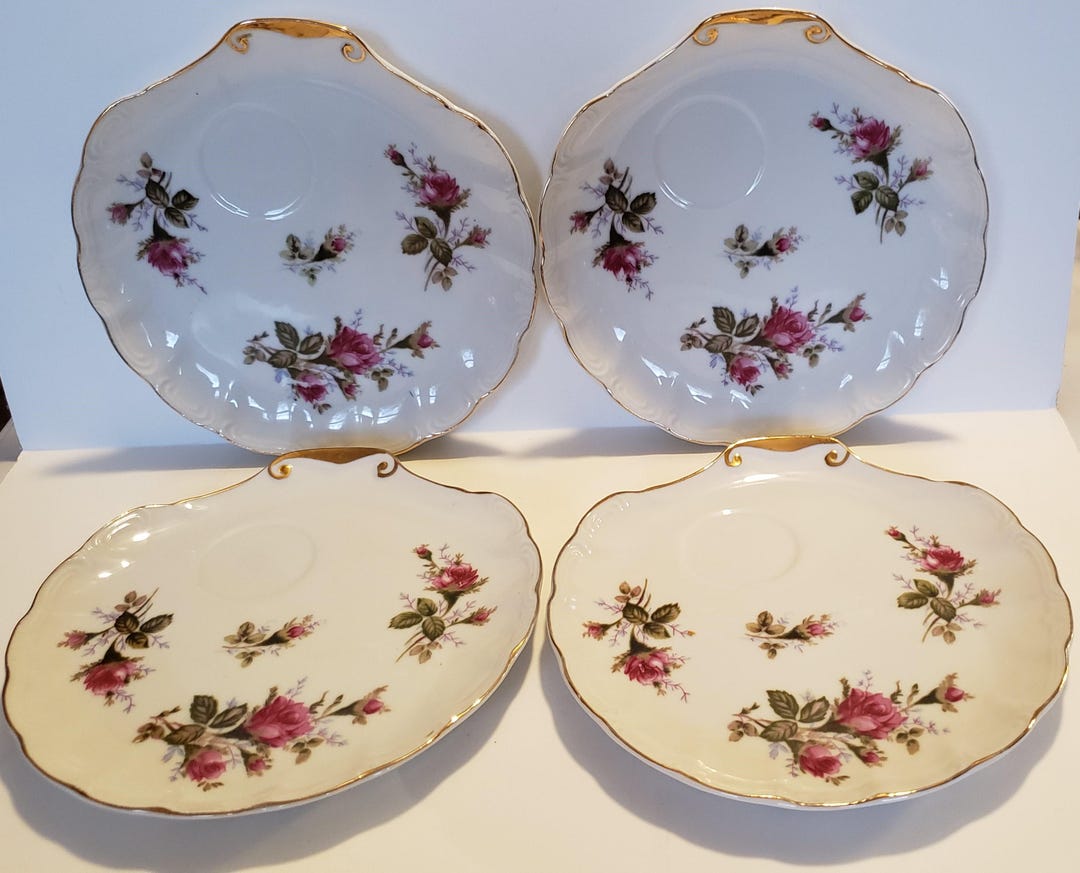 Vintage Moss Rose Snack Plates Set of 4 - Etsy