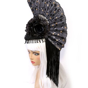 READY TO SHIP Fan Hat/ Geisha Hat/ Geisha Costume/ Spanish Hat/ Floral ...