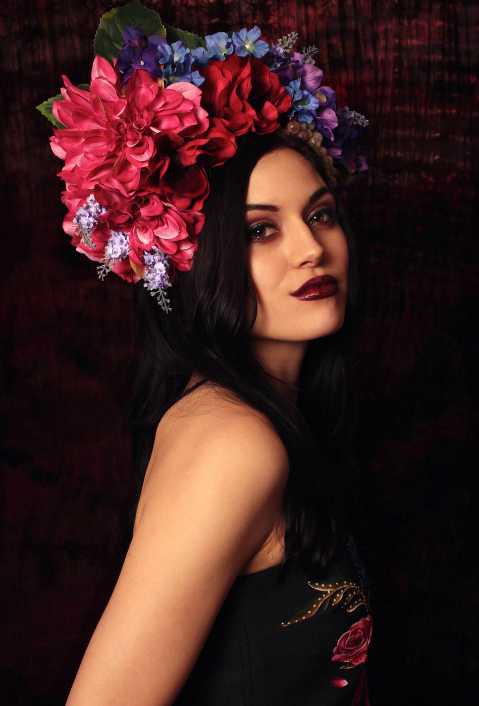 Floral Headdress/ Floral Crown/ Flower Crown/ Flower Headdress/ Frida ...