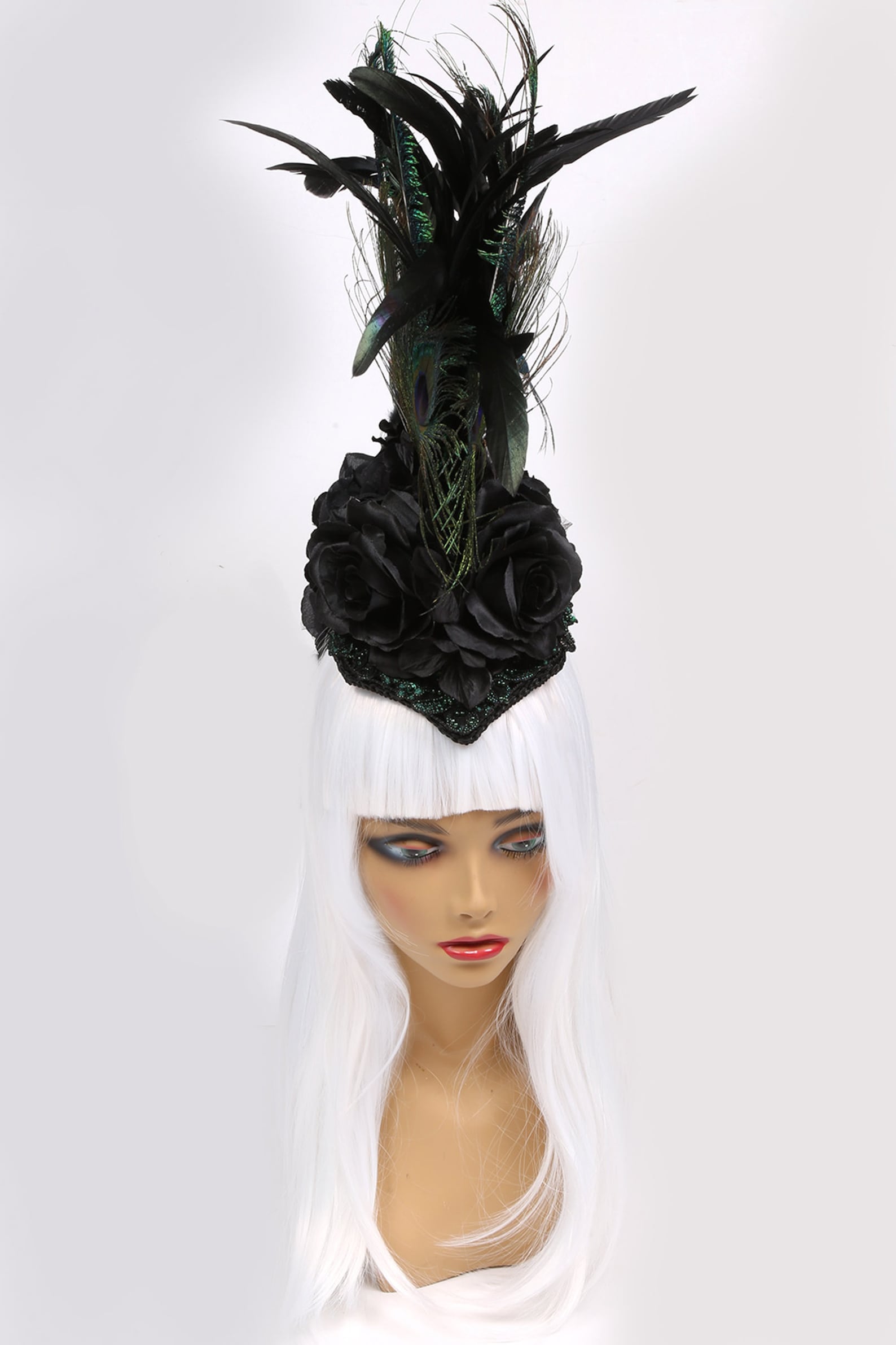 Peacock Headdress/ Peacock Headpiece /feather Mohawk/ Feather - Etsy