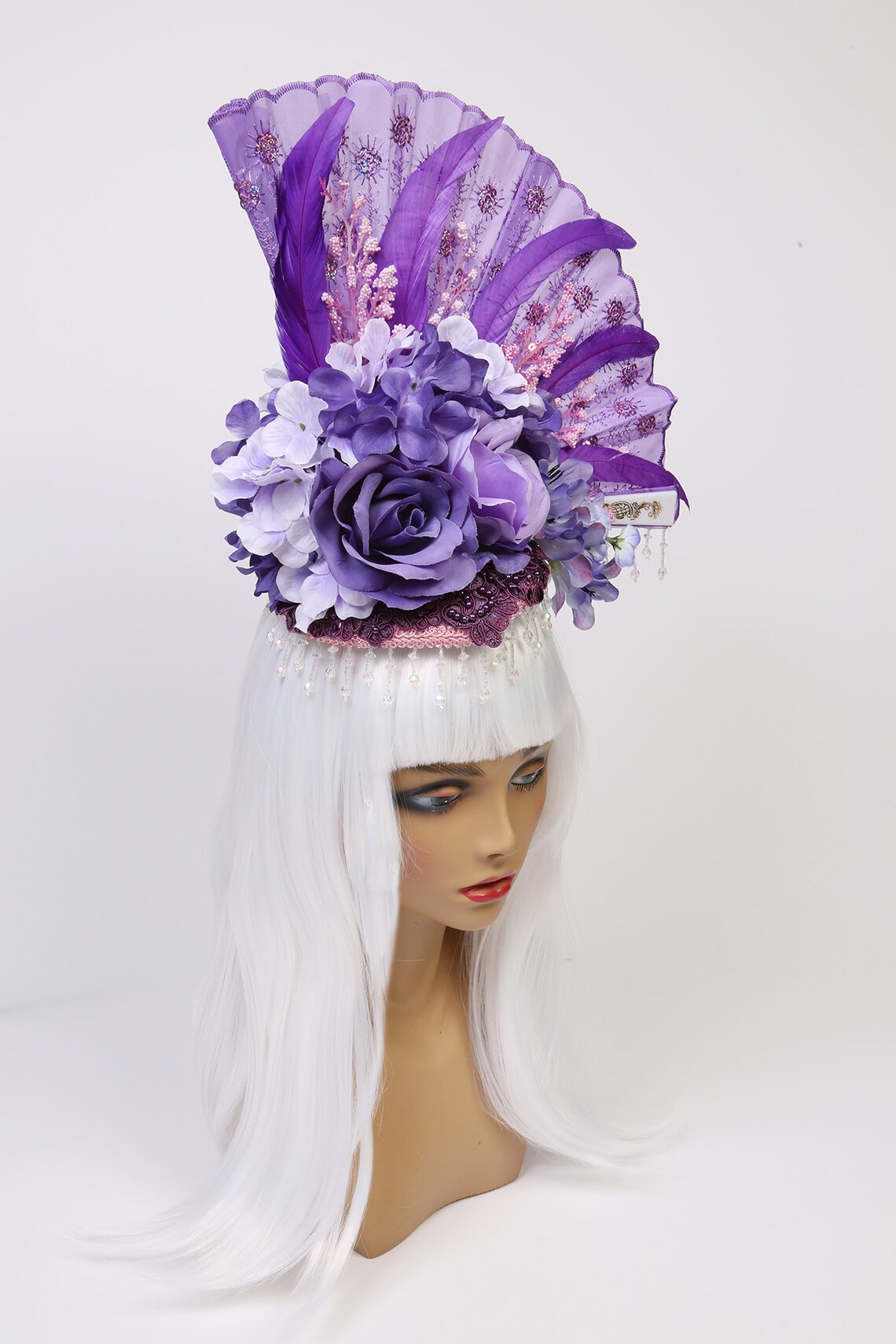 Headdress/ Headpiece /Fan Hat/ Geisha Headdress/ Feather - Etsy.de