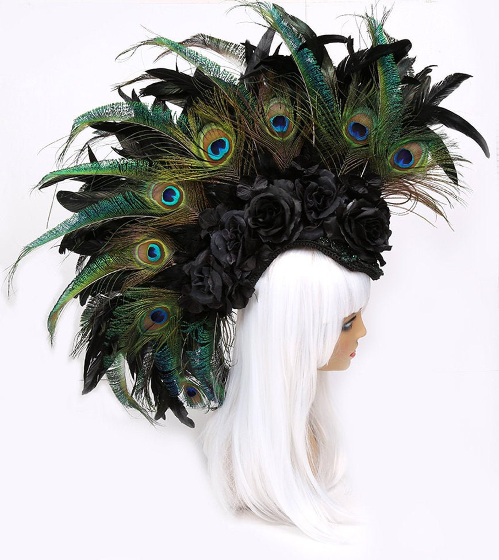 Peacock Headdress/ Peacock Headpiece /feather Mohawk/ Feather | Etsy